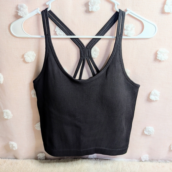 Avia | Tops | Black Ribbed Strappy Bra Tank Top Womens Medium Like New ...